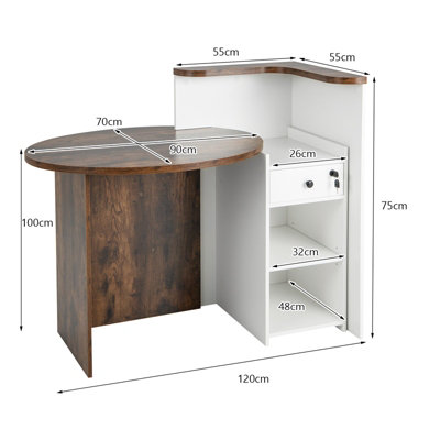 COSTWAY Reception Table Front Counter w/ Lockable Drawer for Salon ...