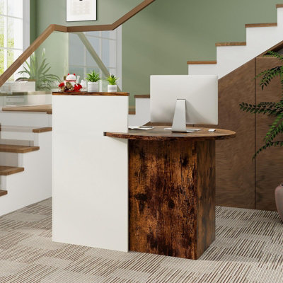 COSTWAY Reception Table Front Counter w/ Lockable Drawer for Salon ...