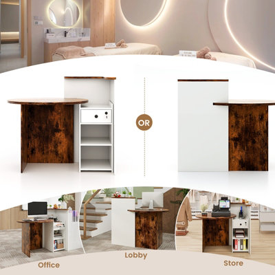 COSTWAY Reception Table Front Counter w/ Lockable Drawer for Salon ...