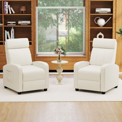 Costway Recliner Chair Single Reclining Sofa with Adjustable Backrest-White