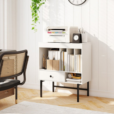 COSTWAY Record Player Stand Modern Vinyl Storage Cabinet w/ Album ...