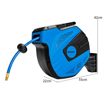 Costway Retractable Air Hose Reel Wall-Mounted Automatic Rewind ...