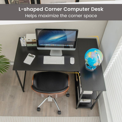 Costway Reversible L-shaped Corner Computer Desk Writing Desk ...