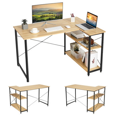 Costway Reversible L-shaped Corner Computer Desk Writing Desk ...