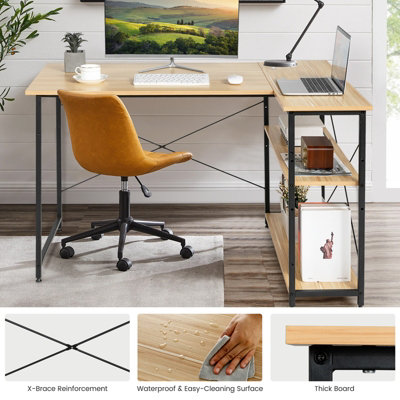 Costway Reversible L-shaped Corner Computer Desk Writing Desk ...