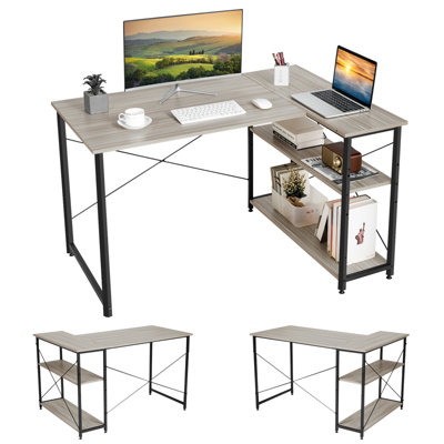 Costway Reversible L-shaped Corner Computer Desk Writing Desk ...