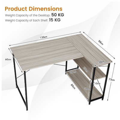 Costway Reversible L-shaped Corner Computer Desk Writing Desk ...
