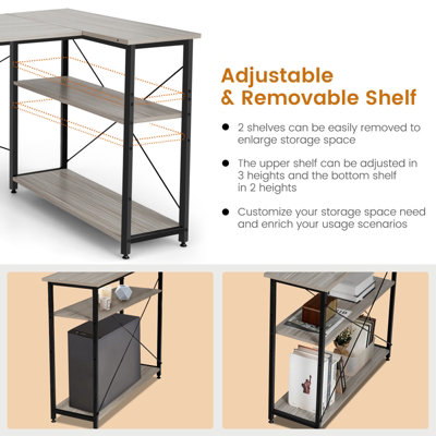 Costway Reversible L-shaped Corner Computer Desk Writing Desk ...