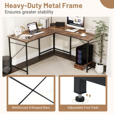 COSTWAY Reversible L-Shaped Desk 150 cm Corner Computer Desk with Built ...