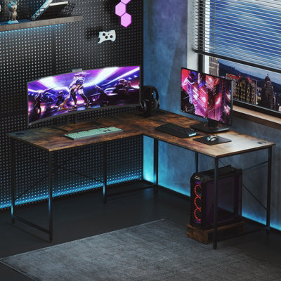 COSTWAY Reversible L-Shaped Desk 150 cm Corner Computer Desk with Built ...