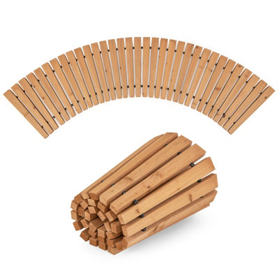 Costway Roll-Out Garden Pathway 216 x 43 cm Wooden Patio Curved Walkway ...
