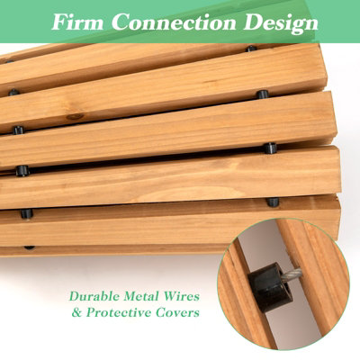 Costway Roll-Out Garden Pathway 216 x 43 cm Wooden Patio Curved Walkway ...