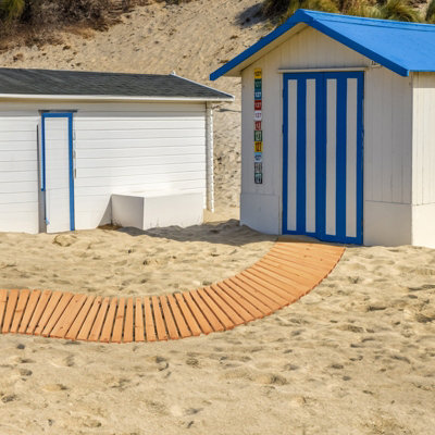 Costway Roll-Out Garden Pathway 216 x 43 cm Wooden Patio Curved Walkway ...