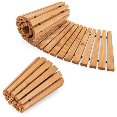 Costway Roll-Out Garden Pathway 216 x 53 cm Wooden Patio Curved Walkway ...