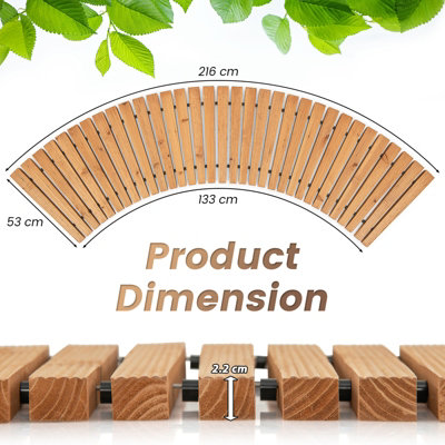 Costway Roll-Out Garden Pathway 216 x 53 cm Wooden Patio Curved Walkway ...