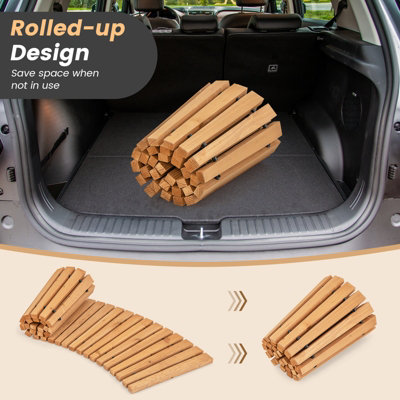 Costway Roll-Out Garden Pathway 216 x 53 cm Wooden Patio Curved Walkway ...