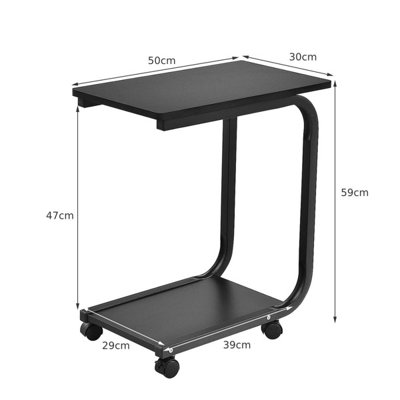 Costway Rolling C-shaped Laptop Side Table Bedside Table Sofa Couch ...