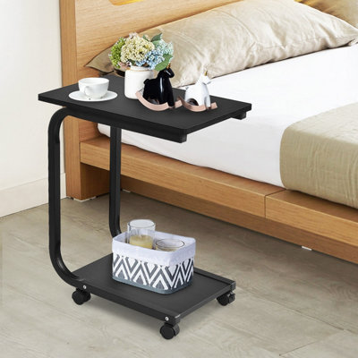 Costway Rolling C-shaped Laptop Side Table Bedside Table Sofa Couch ...