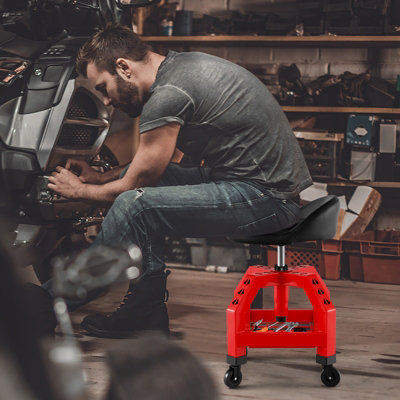 Costway Rolling Mechanic Stool Height Adjustable Workshop Creeper Seat ...