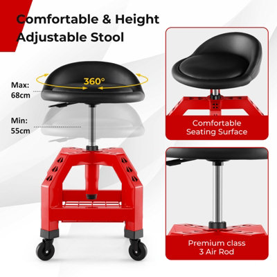 Costway Rolling Mechanic Stool Height Adjustable Workshop Creeper Seat ...