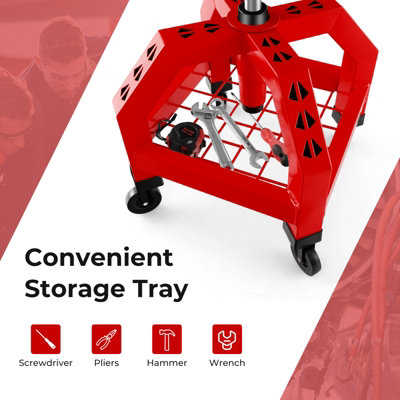 Costway Rolling Mechanic Stool Height Adjustable Workshop Creeper Seat ...