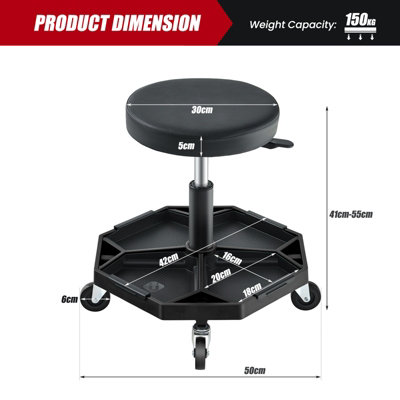 Costway Rolling Mechanic Stool Height Adjustable Workshop Creeper Seat ...
