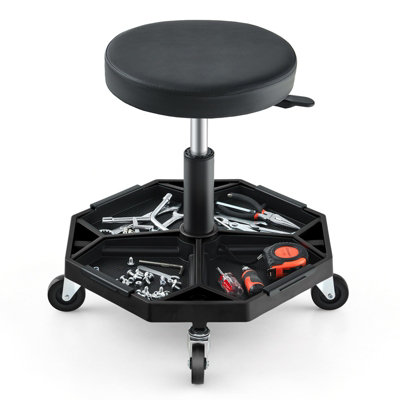 Costway Rolling Mechanic Stool Height Adjustable Workshop Creeper Seat ...