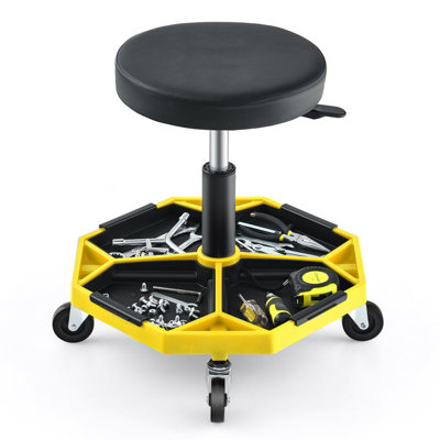 Costway Rolling Mechanic Stool Height Adjustable Workshop Creeper Seat ...
