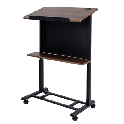 COSTWAY Rolling Podium Stand Height Adjustable Lectern Table with ...