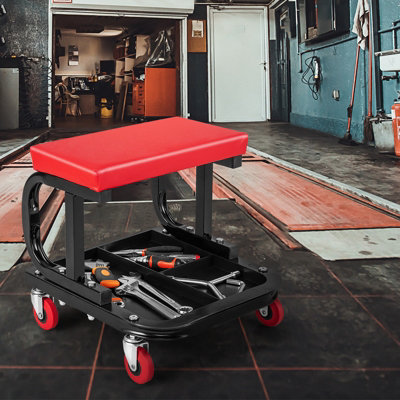 Costway Rolling Workshop Creeper Soft Padded Seat Mechanic Stool with ...