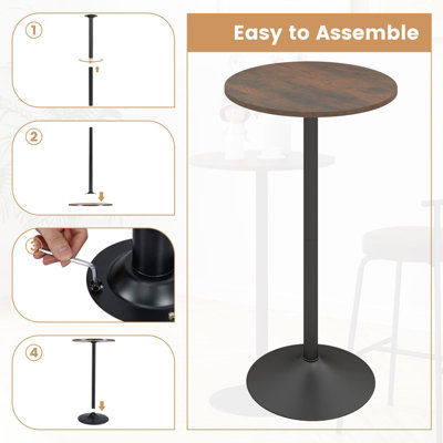 COSTWAY Round Top Pub and Bar Table Standing Bistro Table with MDF Top ...
