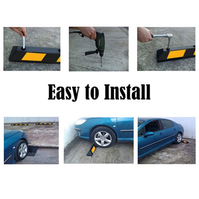 Costway Rubber Kerb 183 x 15 x 10cm Parking Guide Block W/ Yellow ...