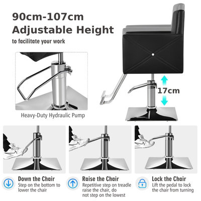 Costway Salon Barber Chair Height Adjustable 360 Degree Swivel ...