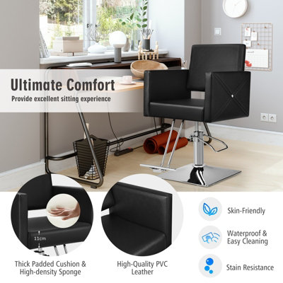 Costway Salon Barber Chair Height Adjustable 360 Degree Swivel ...
