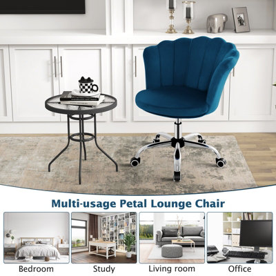 Costway Seashell Back Chair Upholstered Velvet w/ Height Adjustment ...
