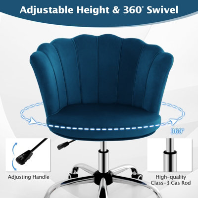 Costway Seashell Back Chair Upholstered Velvet w/ Height Adjustment ...