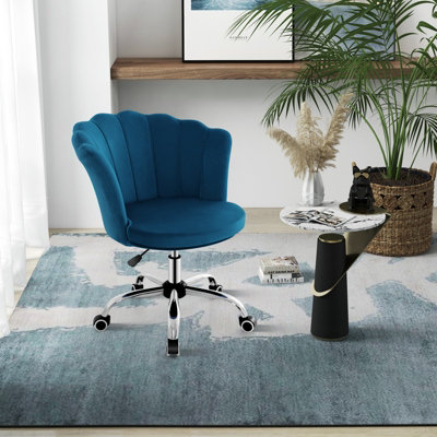 Costway Seashell Back Chair Upholstered Velvet w/ Height Adjustment ...