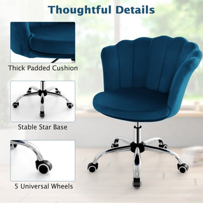 Costway Seashell Back Chair Upholstered Velvet w/ Height Adjustment ...
