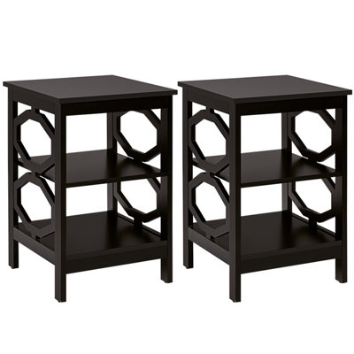 Costway Set of 2 3-Tier Nightstand Sofa Bed Side Table Storage Display ...