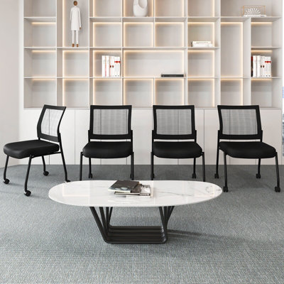 COSTWAY Set of 2 Armless Reception Chairs Stackable Office Guest Chairs ...