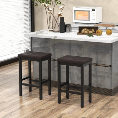 Costway Set of 2 Bar Stools 61cm Counter Height Stool Kitchen Modern ...