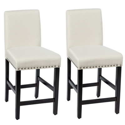 Costway Set of 2 Bar Stools Counter Height Chair Upholstered W/ Low ...