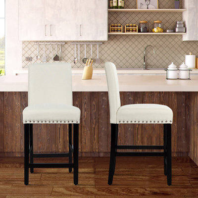 Costway Set of 2 Bar Stools Counter Height Chair Upholstered W/ Low ...