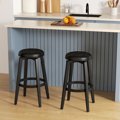 Costway Set of 2 Bar Stools Kitchen Upholstered Chair 360 Swivel Pub ...