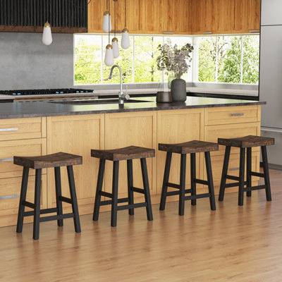 Costway Set of 2 Bar Stools Saddle Seat Stool Counter Height Stools ...