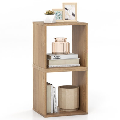 Costway Set of 2 Cube Storage Organizer Stackable Open Bookcase Display ...