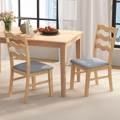 Costway Set of 2 Dining Chairs Armless Upholstered Rustic Kitchen Side ...