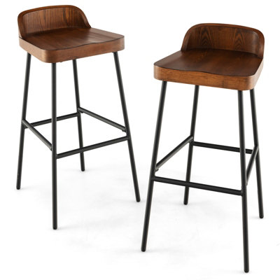 Costway Set of 2 Industrial Bar Stools Tall Kitchen Stools Breakfast ...