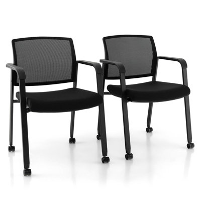Costway Set of 2 Meeting Room Office Chairs Stackable Office Guest Mesh ...