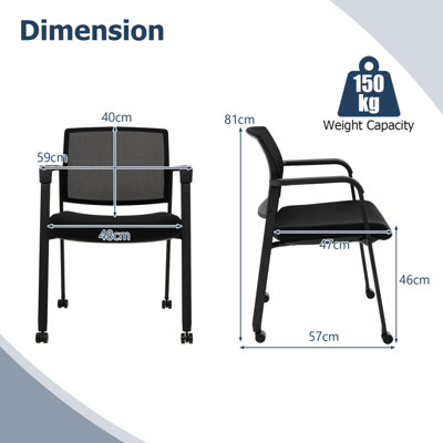 Costway Set of 2 Meeting Room Office Chairs Stackable Office Guest Mesh ...